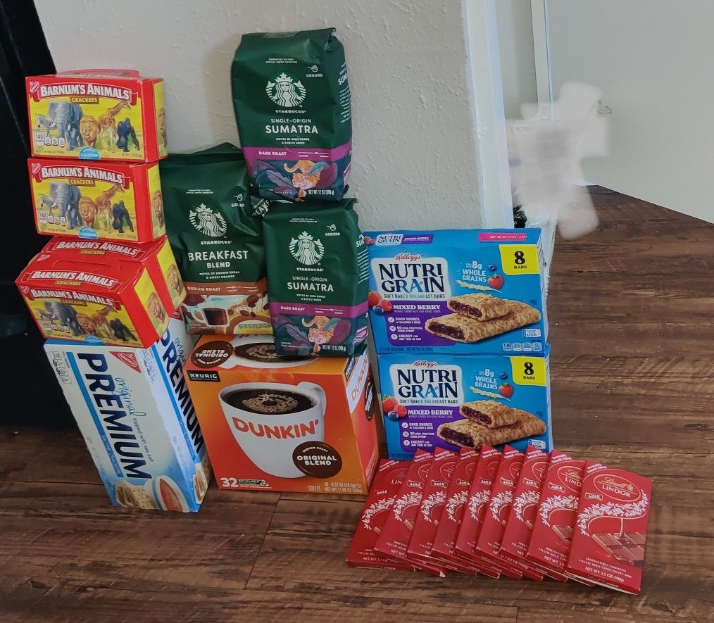 30 Pounds Lindts Chocolate Starbucks Dunkin Donuts Coffee Saltines ...