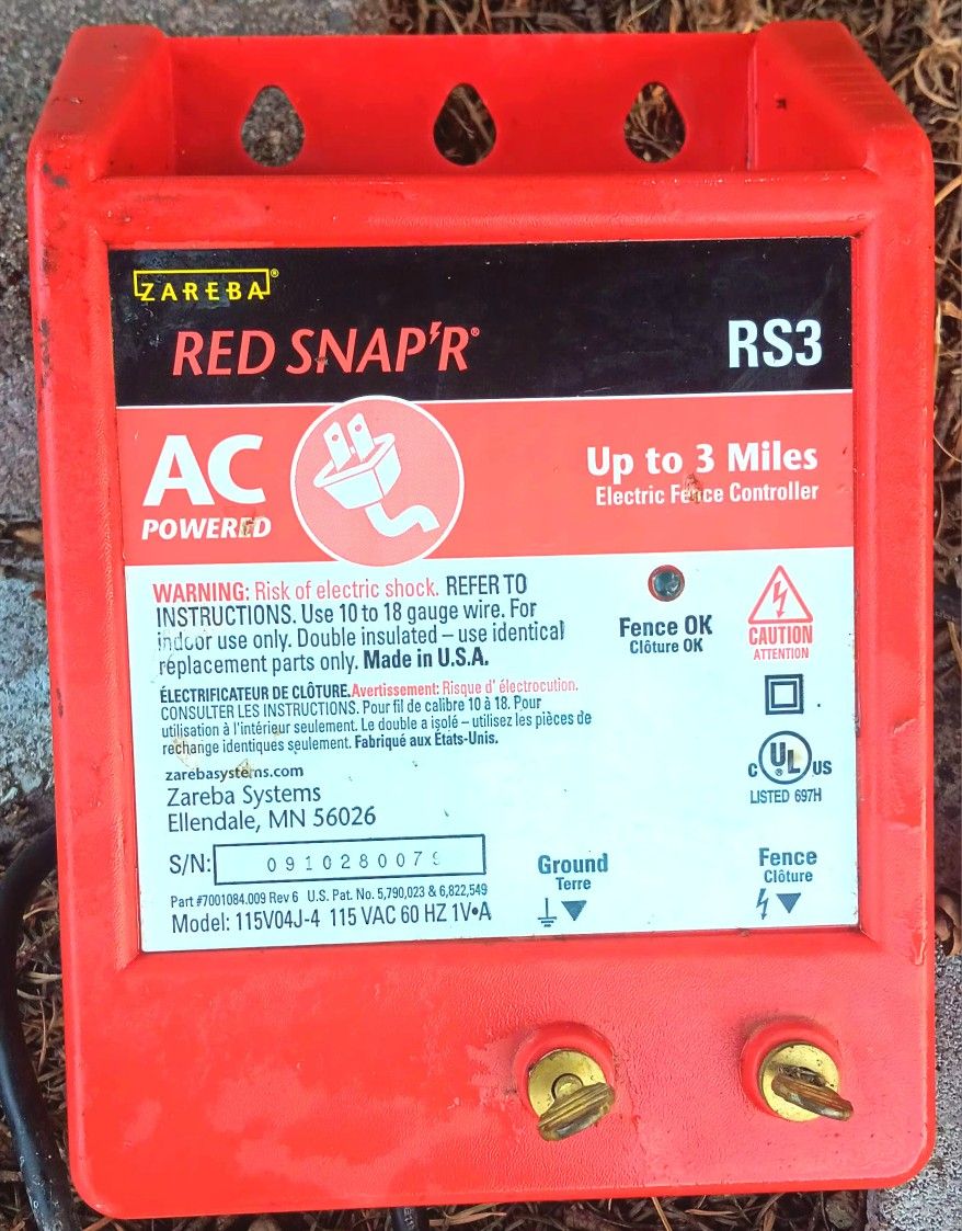 RED SNAP'R Zareba RS3 Electric Fence Controller 3 Mile Range for Sale ...