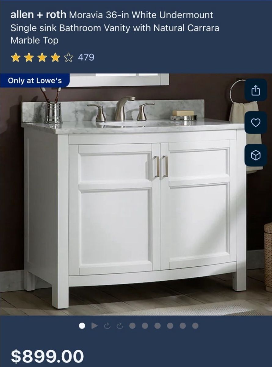 allen + roth Moravia 36-in White Undermount Single sink Bathroom Vanity ...