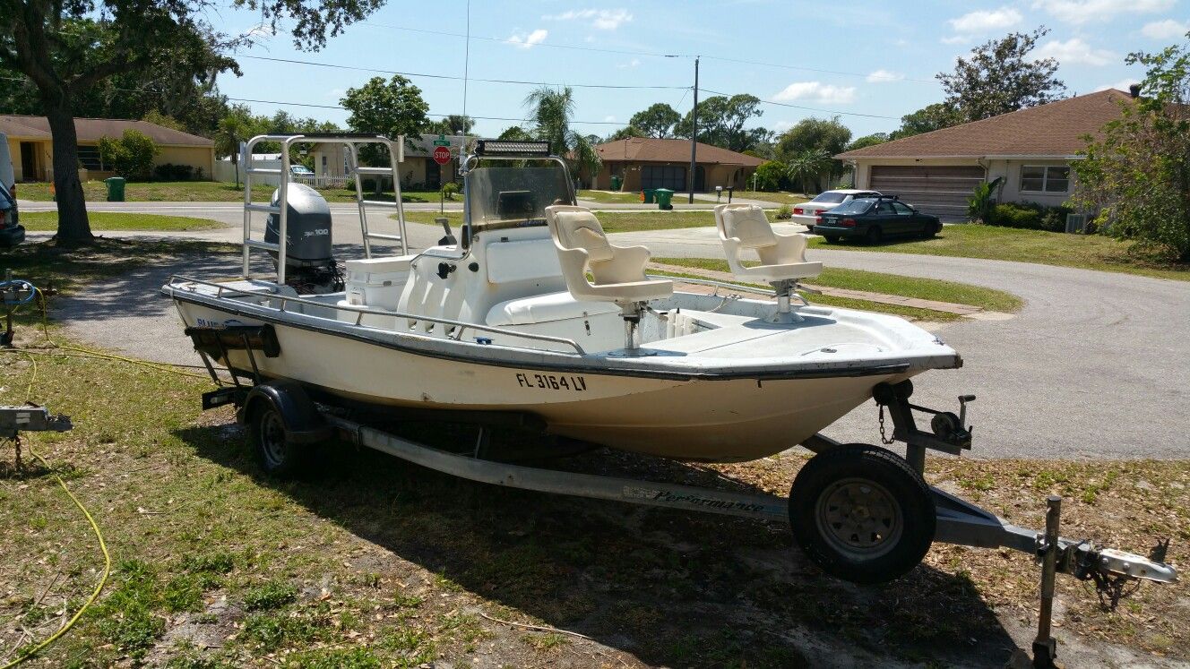 Year 2000 Blue Wave 189 classic with a 100 hp. 4-stroke outboard motor ...