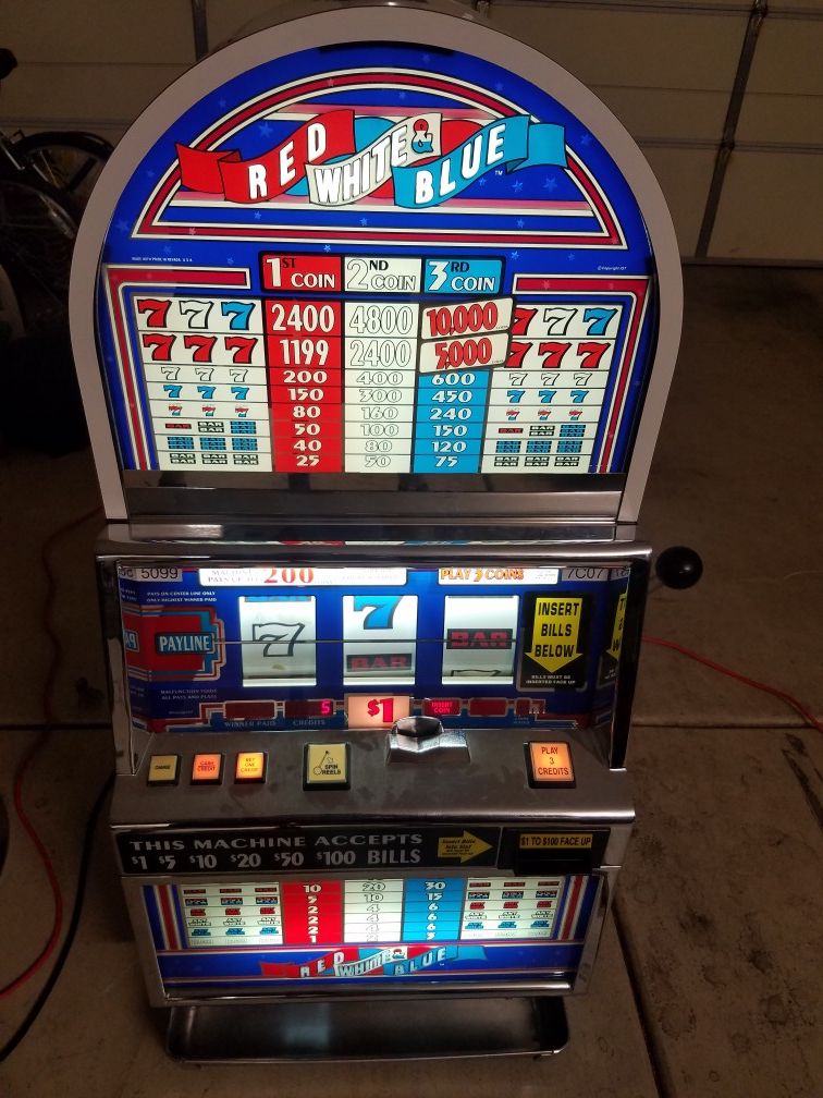 Slot Machine IGT S + plus Red White Blue $1 coins Eisenhower dollars ...