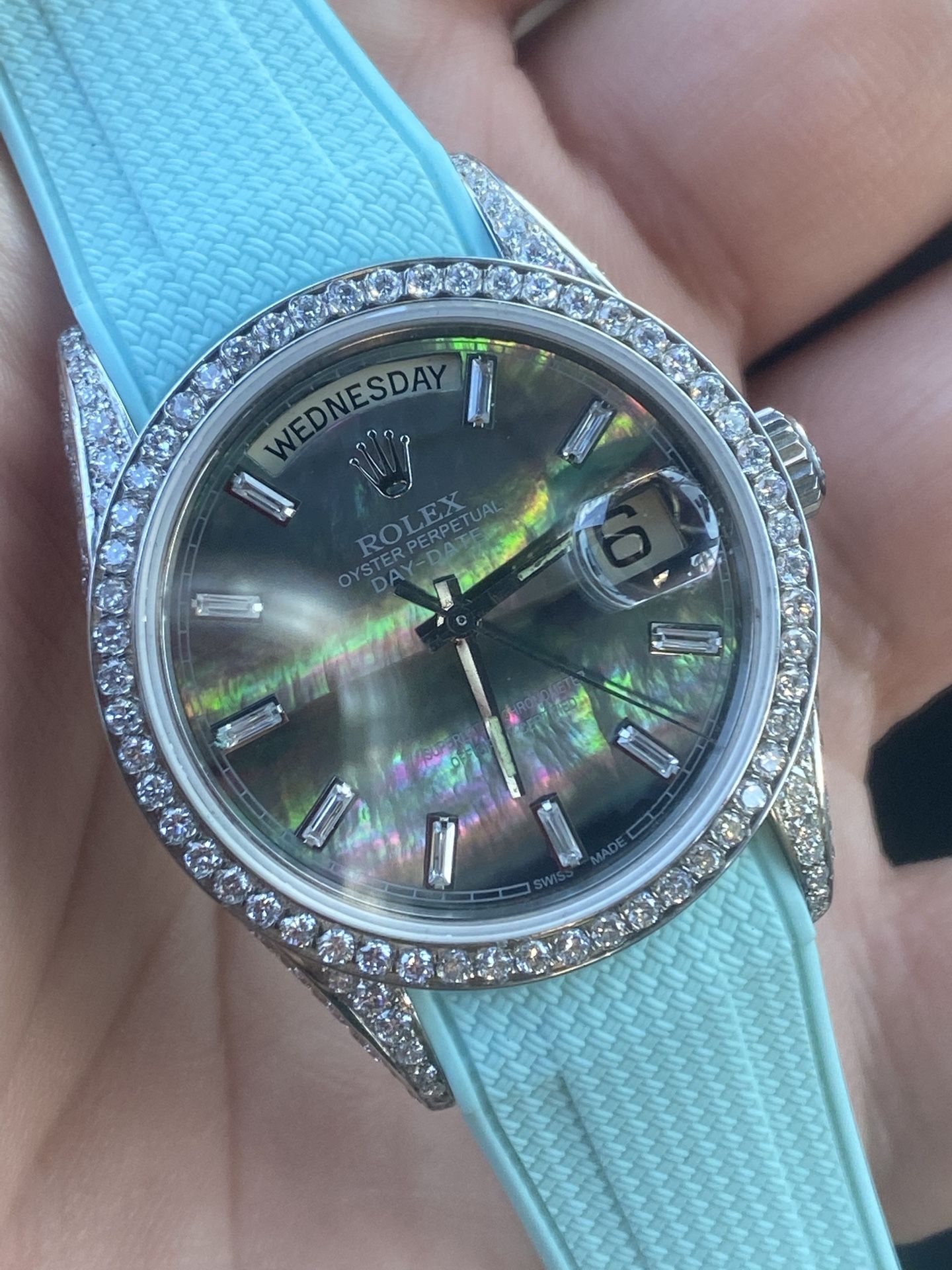 Rolex Day Date 36mm Black Pearl Full Set Gold Silver 24k Buy Sale Trade ...