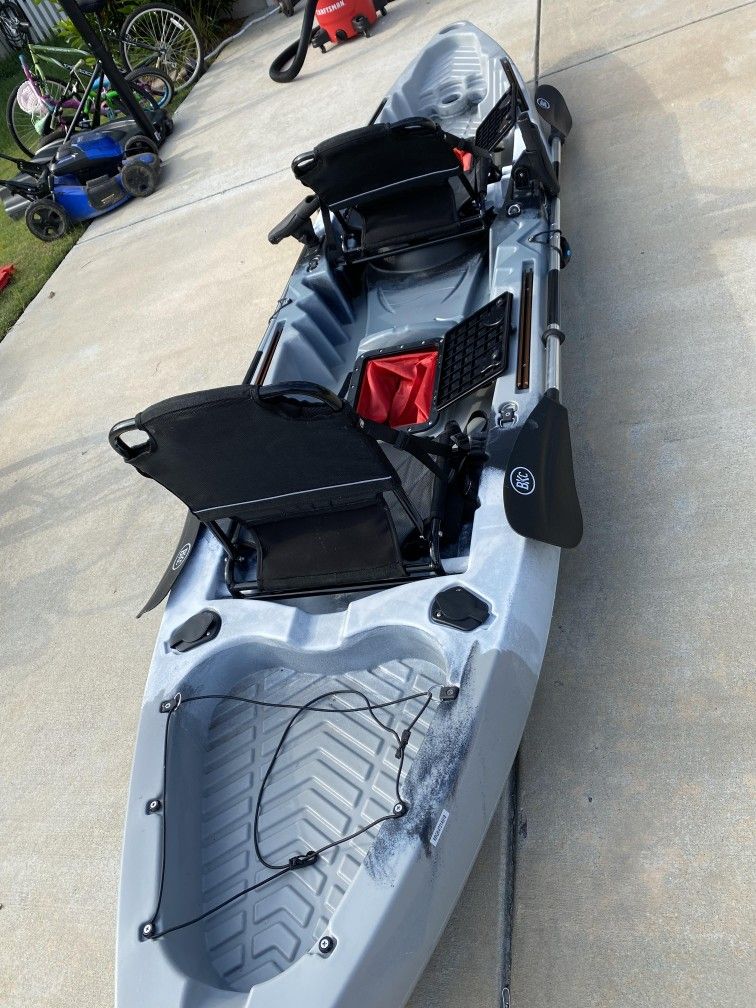 BKC TK122 Angler 12-foot, 8 inch Tandem Sit On Top Fishing Kayak w ...