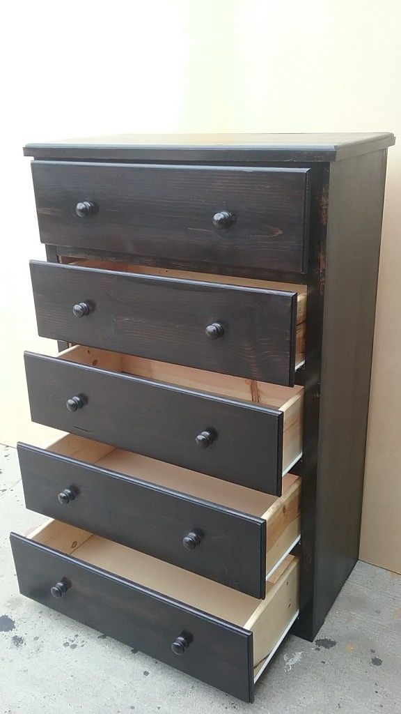 5 drawer chest dark cherry solid wood dresser || Cajonera de 5 cajones ...