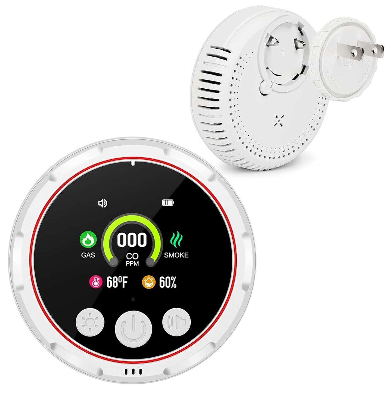 Carbon Monoxide Detectors, 5-in-1 Plug in Natural Gas & Smoke Detector ...