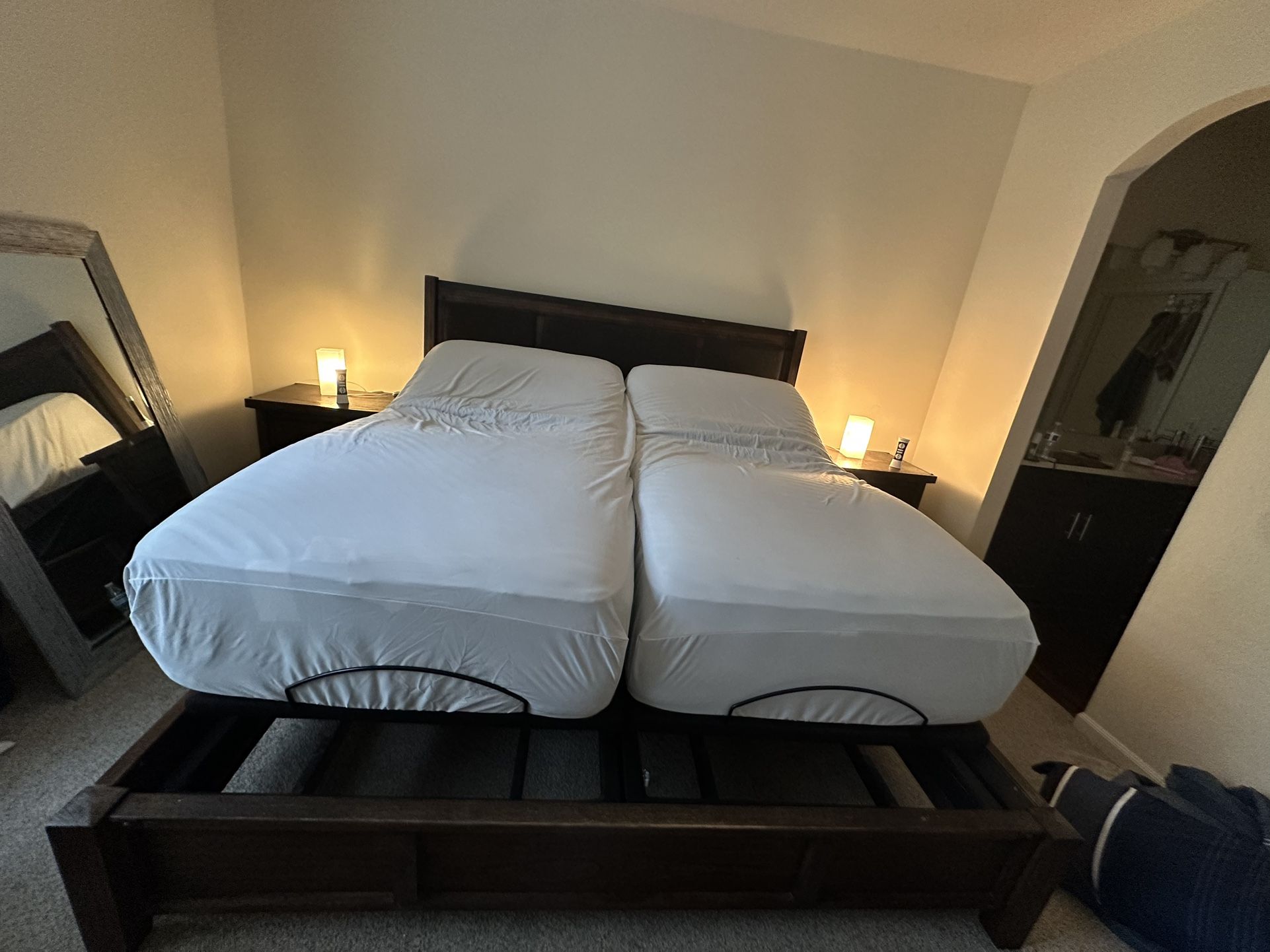 Full king size bed room with split mattress and adjustable base. for ...