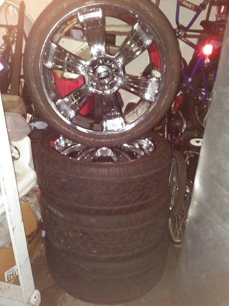 5 Lug - 24 inch Chrome Rims w/SUV Racing Tires *Need 6 Lug** for Sale ...