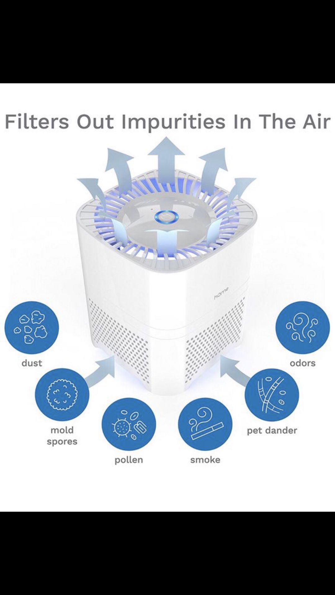 3 in 1 Ionic Air Purifier HEPA Filter - Portable Quiet Mini Air ...
