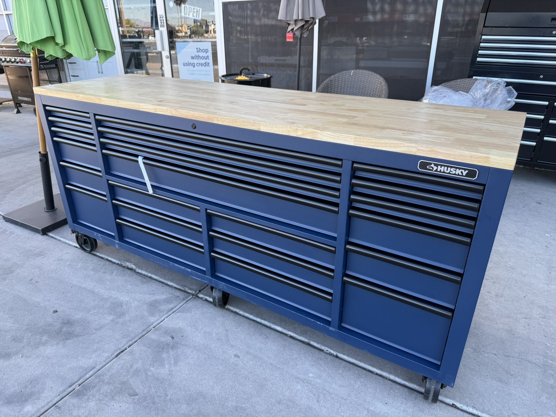 Husky Tool Storage Heavy Duty 84 in. W x 24 in. D Matte Blue Mobile ...