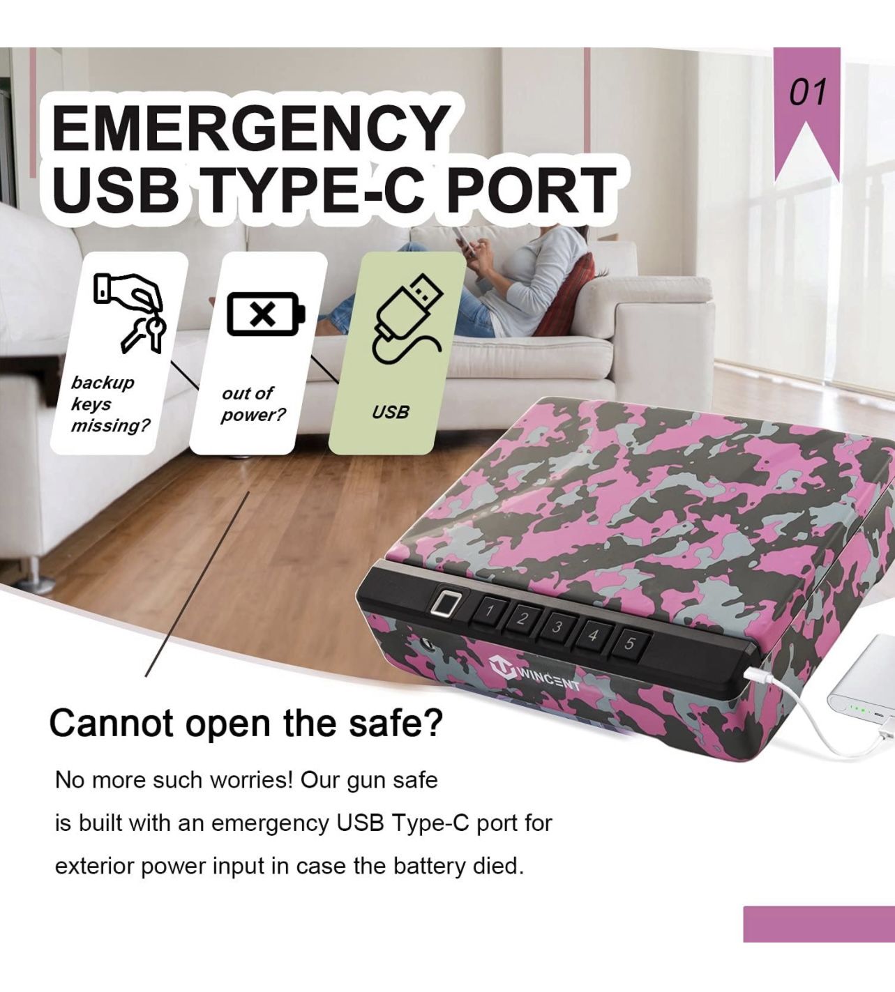Pink Biometric Gun Safe