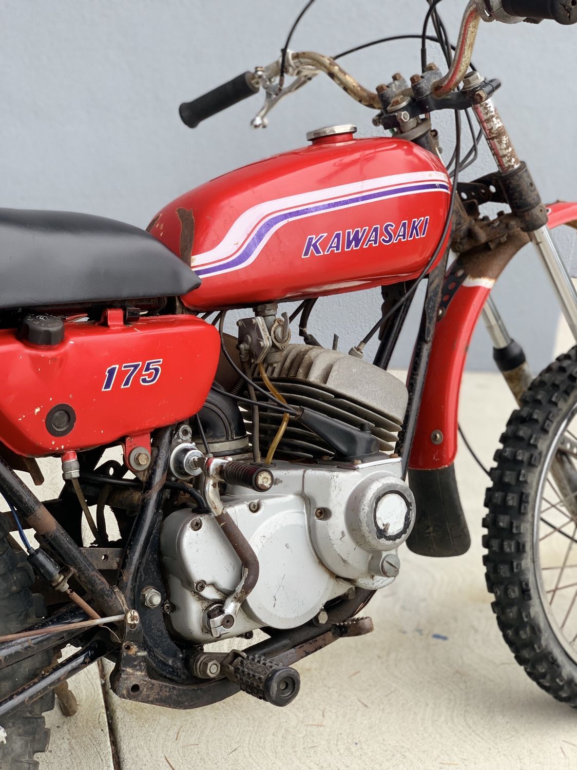 Classic 1970s Kawasaki 2 Stroke Dirt Bike Motorcycle 175CC Mcm Retro ...