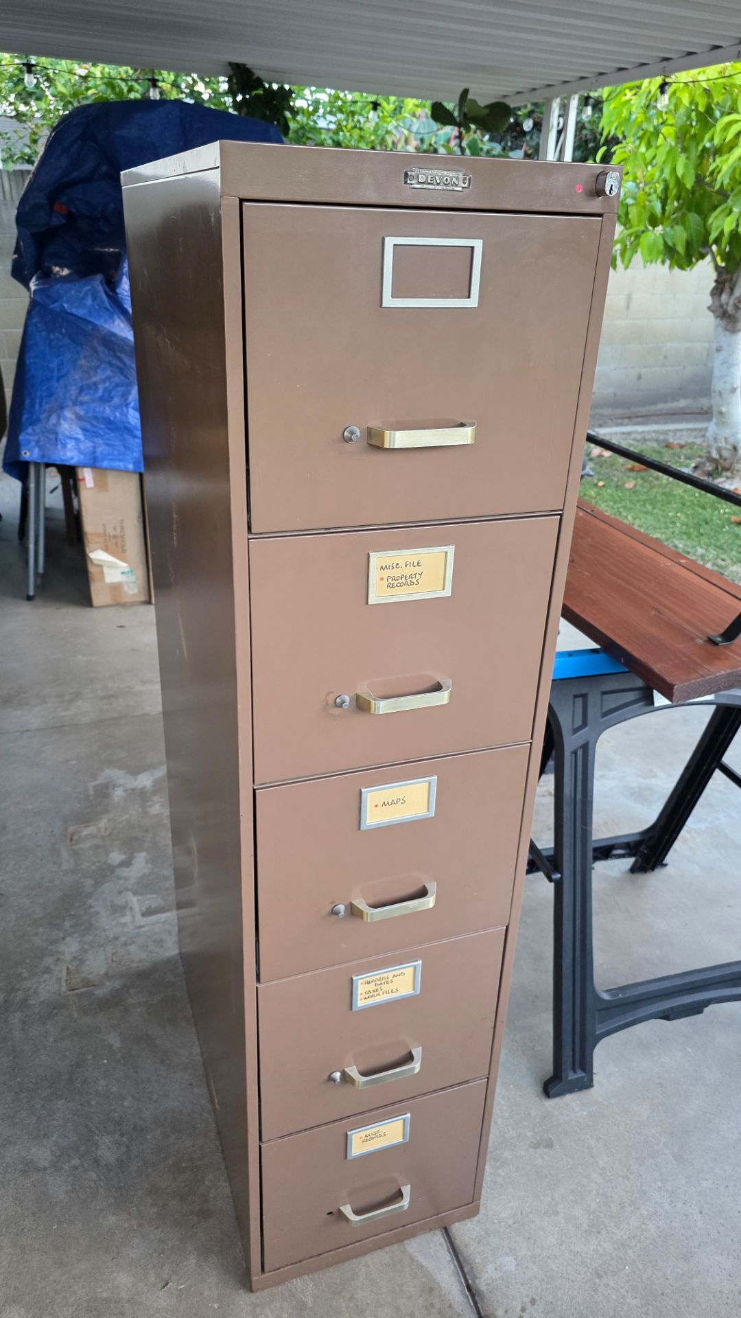 Vertical File Cabinet - Letter or Legal size - 5 Drawer, Tan with Key ...