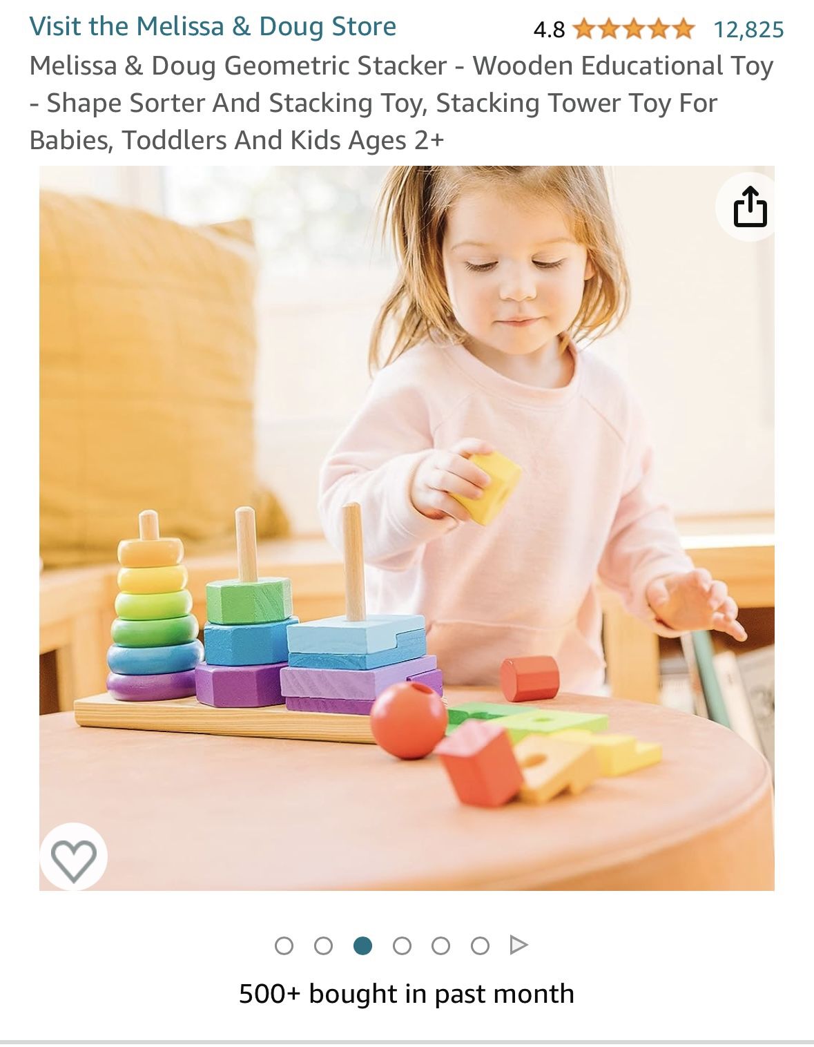 Melissa & Doug Geometric Stacker - Wooden Educational Toy - Shape ...