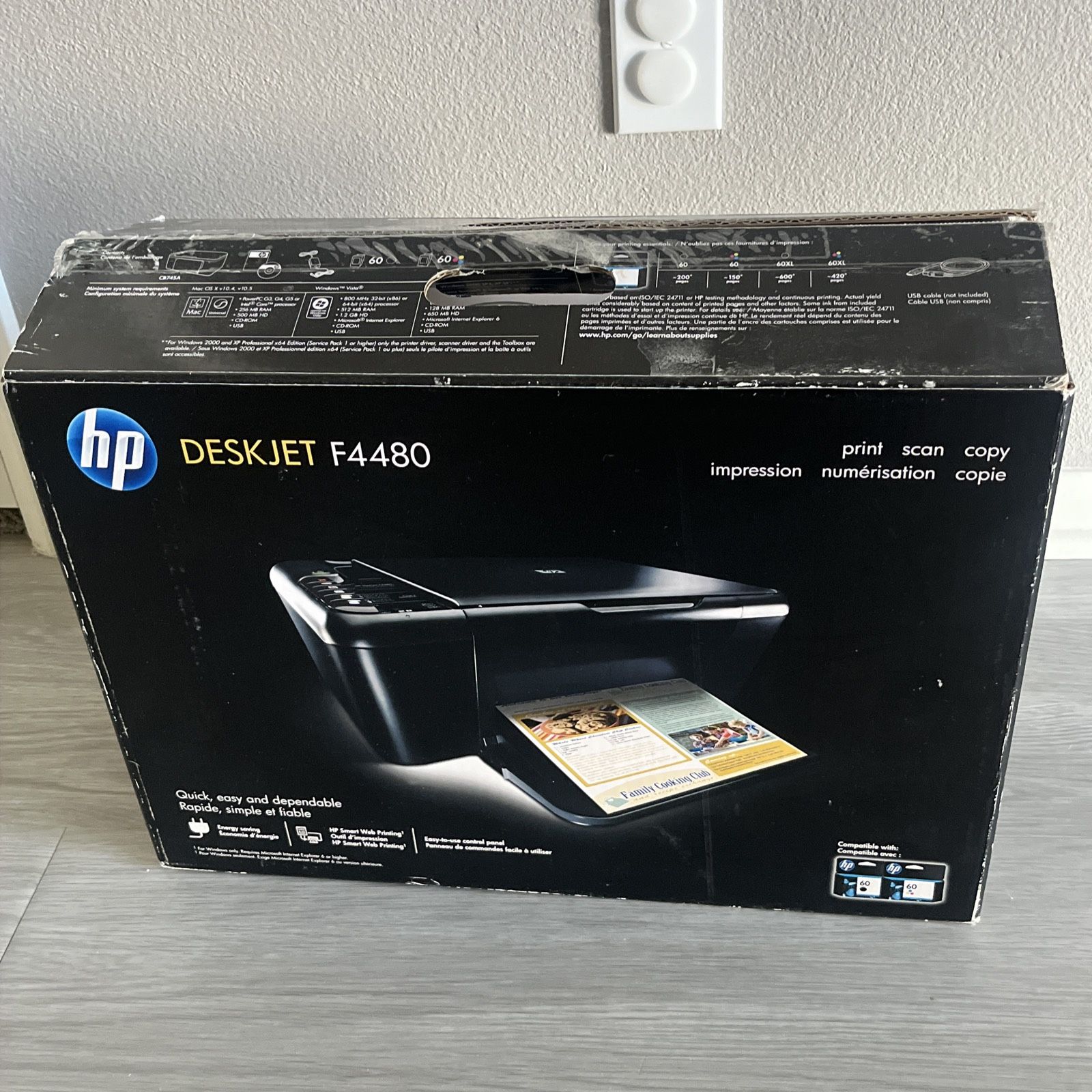 HP Deskjet F4480 All-In-One Inkjet Printer Color Copy Scan Open Box No ...