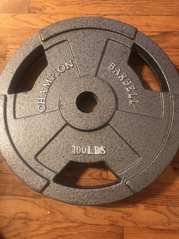 100 LB OLYMPIC WEIGHT PLATES Pair Champion Barbell For Sale In Long 100-lb-olympic-weight-plates-pair-champion-barbell-for-sale-in-long