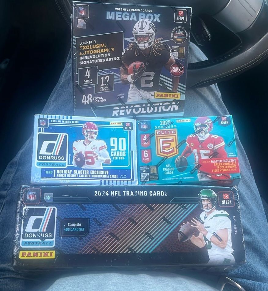 NFL Panini Football Card Boxes. 25 Revolutions Mega Boxes, Elite ...