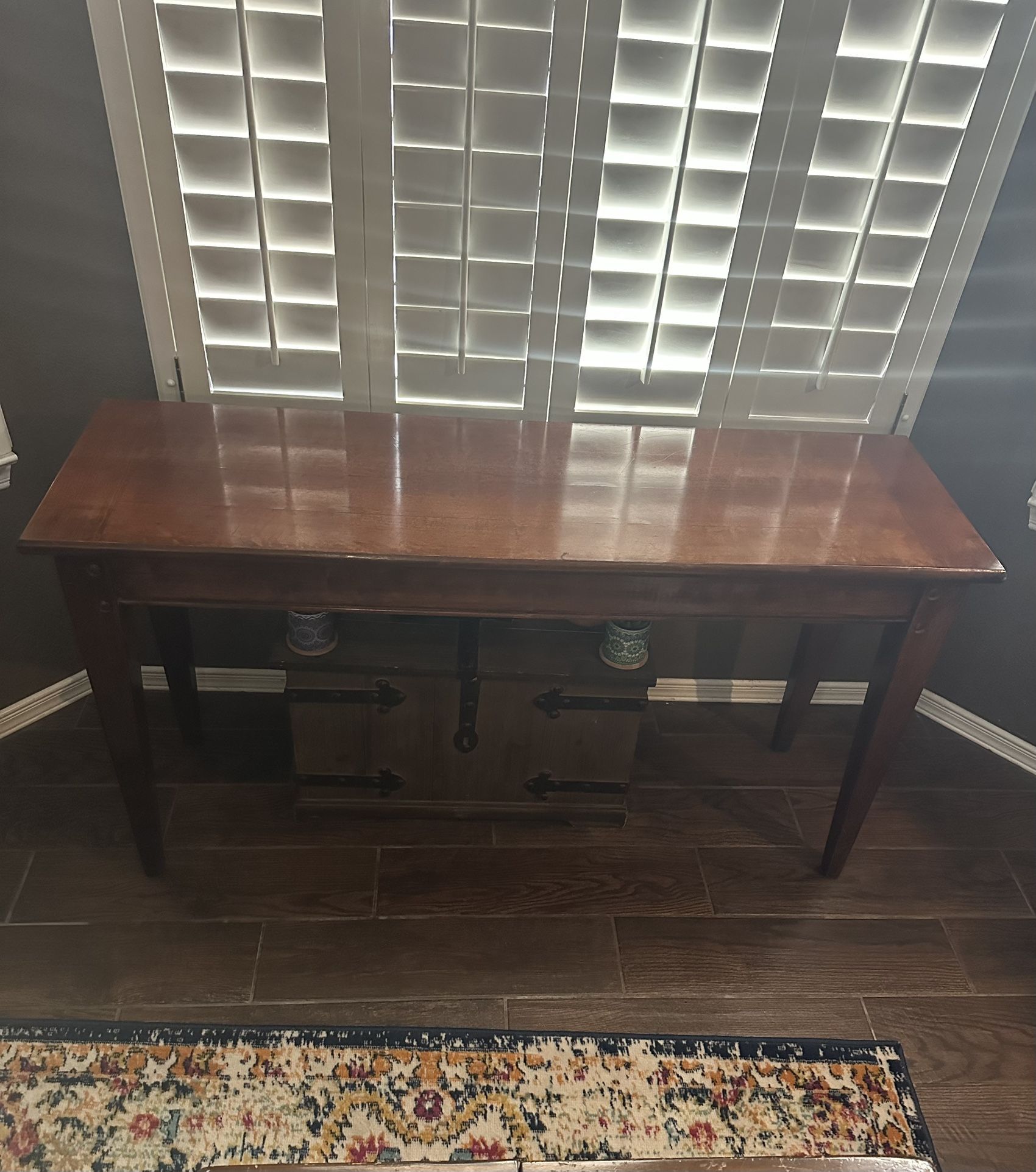 52" Solid Wood Entryway Console Table - Rich Medium Brown, Good ...