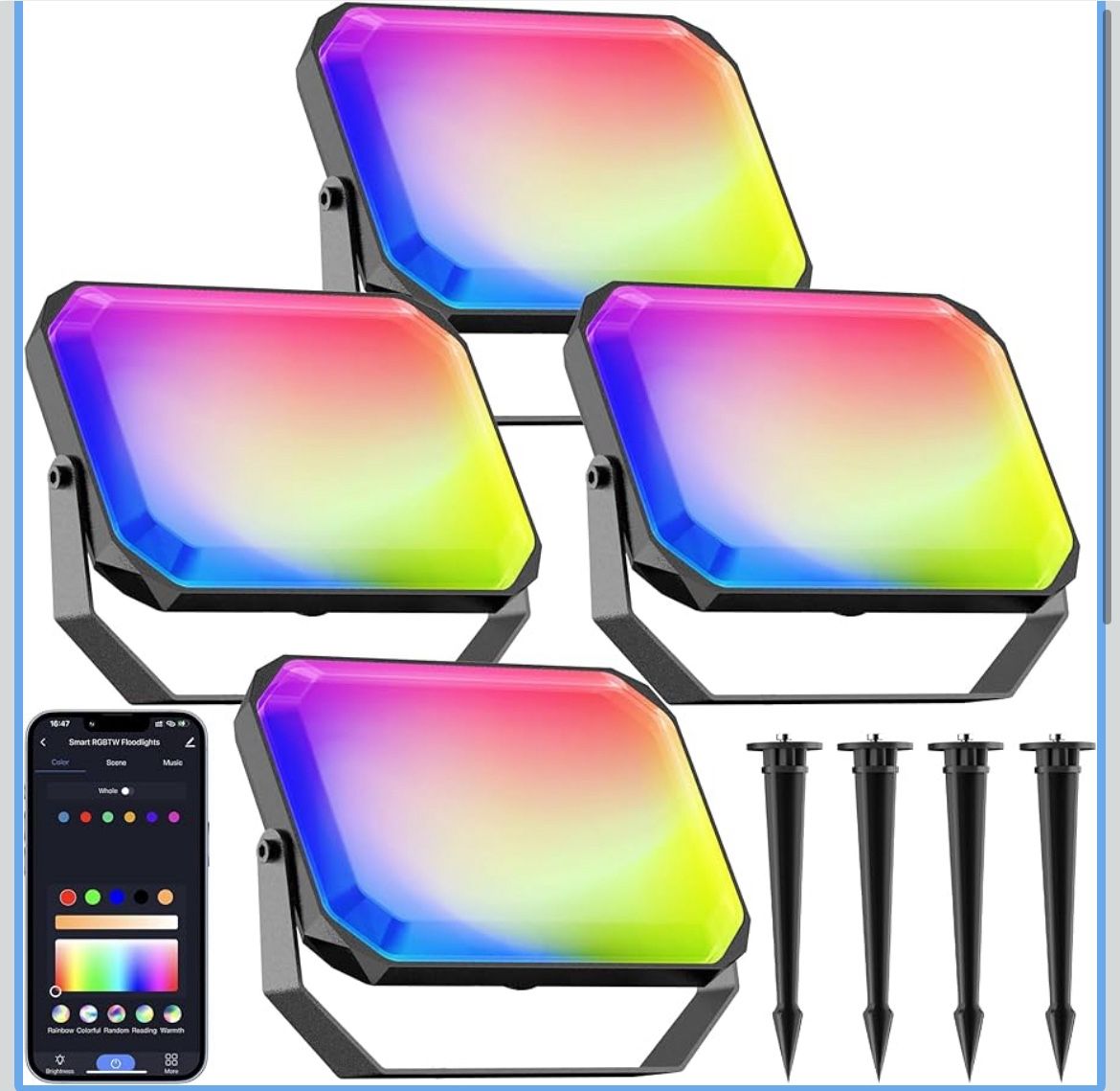 Nopoor LED Flood Light, RGB Color Changing Flood Lights Outdoor for ...