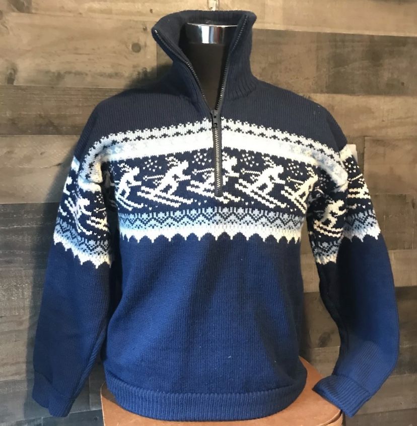Vintage 100% Thick Virgin Wool Ski Sweater Downhill Skiers RARE L for ...