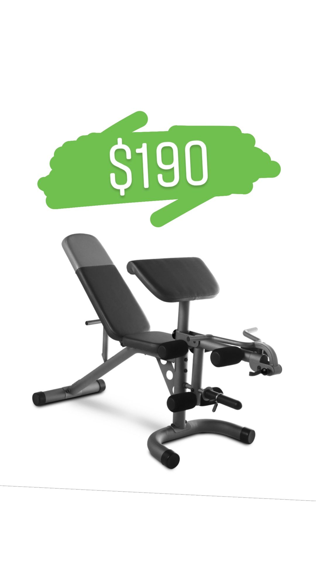 Weider XRS 20 Olympic Incline Adjustable Bench with preacher CURL Pad ...