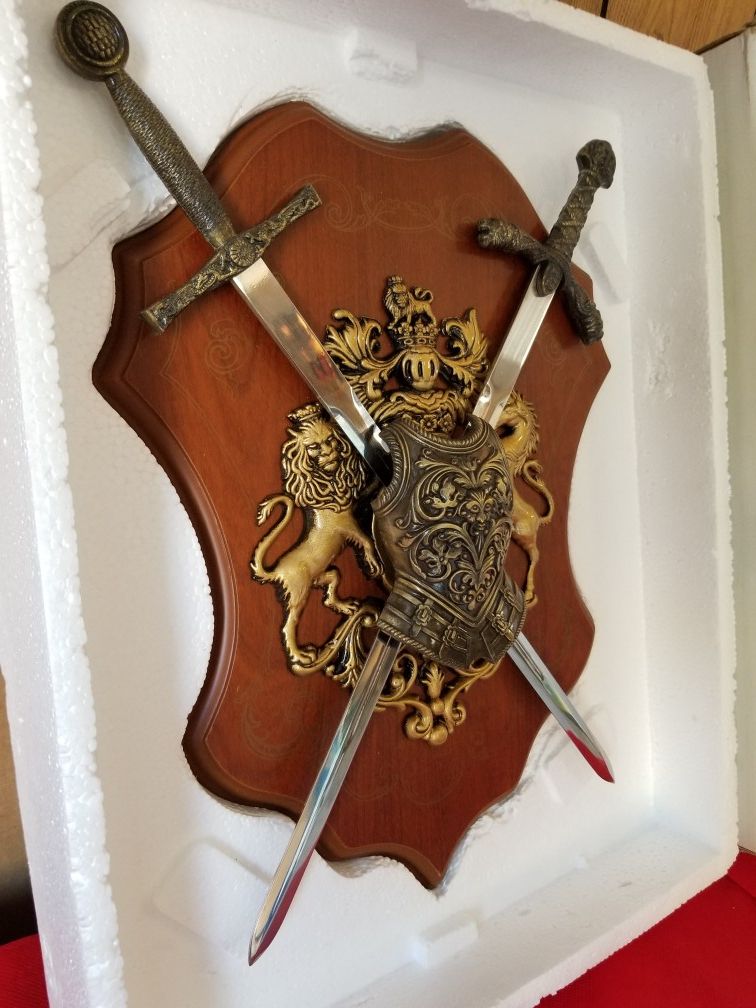 Medieval Knight Armor With Twin Cross Swords Wall Plaq for Sale in ...