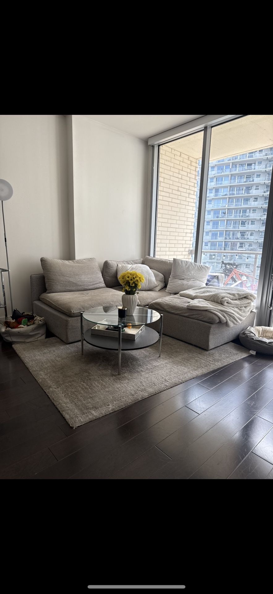 CB2 grey Lumin Modular Couch 7feetx7 Feet Washable Cushions for Sale in ...