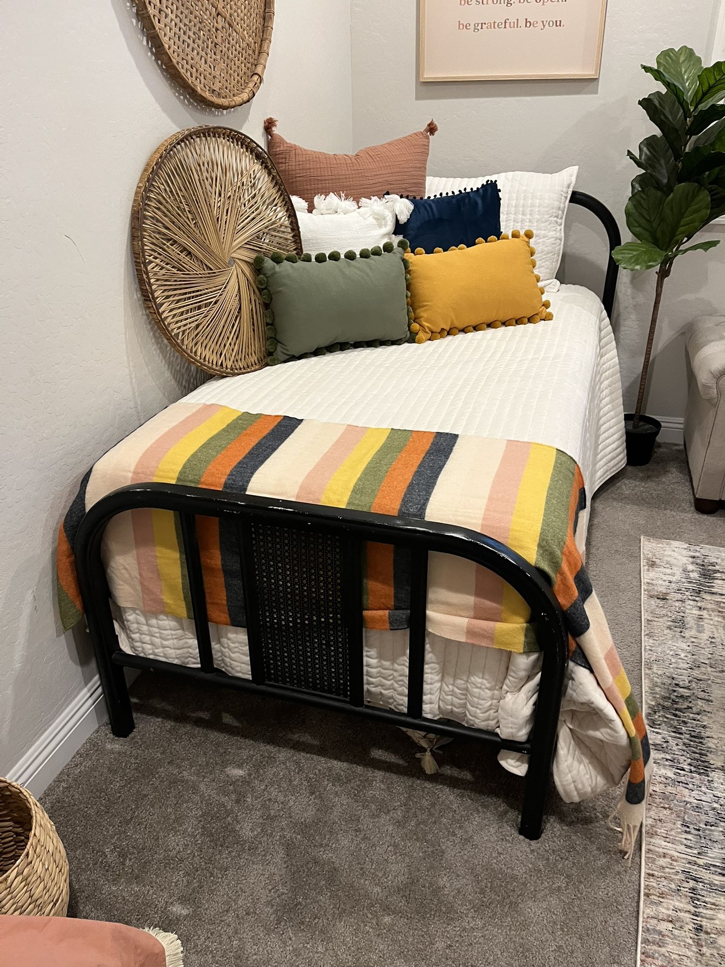 Vintage Metal Cain Look Twin Bed- Includes Mattress & Boxspring for ...