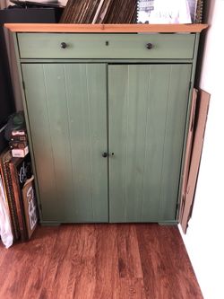 IKEA Hurdal Green Wood Linen Cabinet for Sale in Queens NY OfferUp