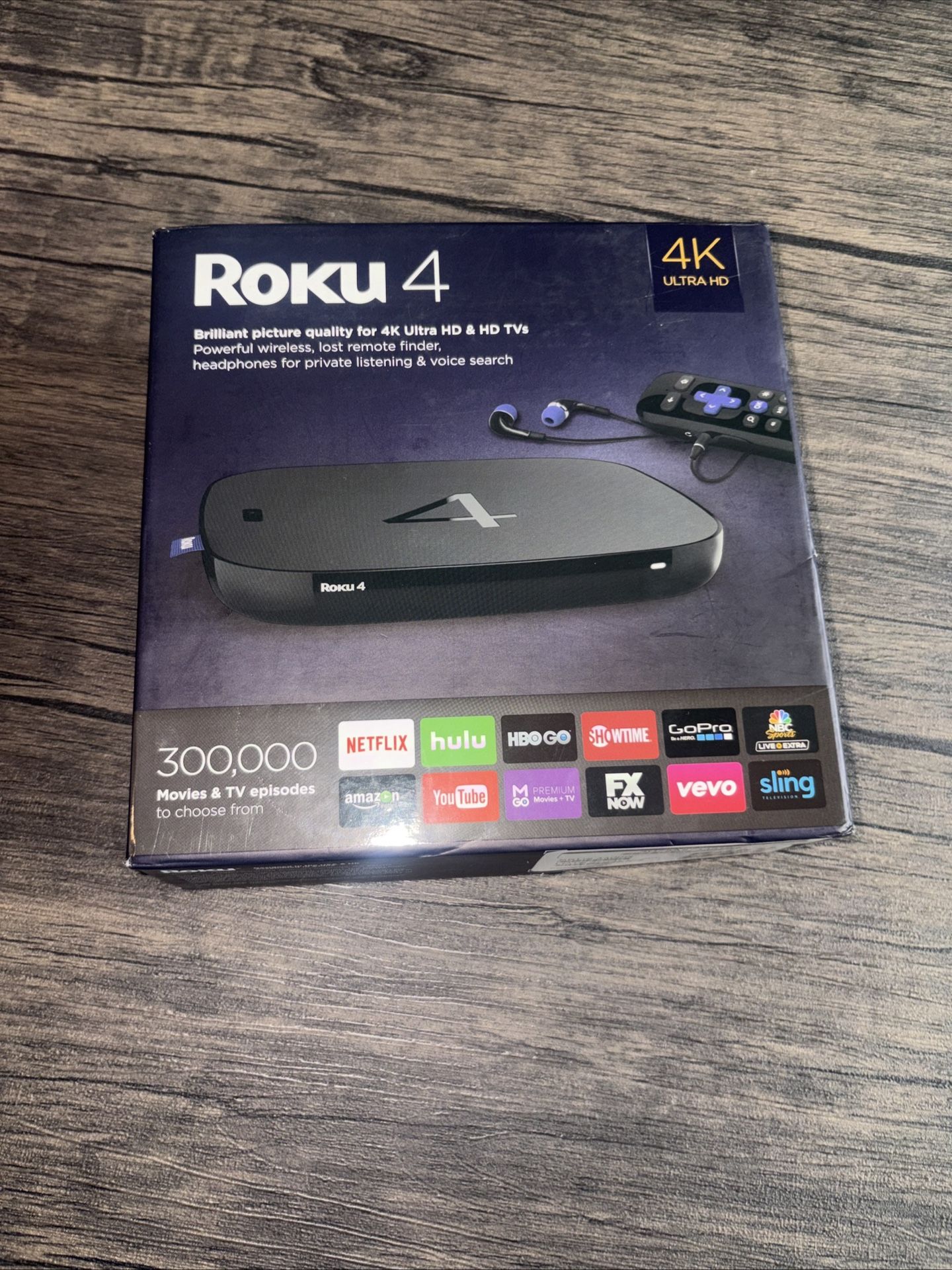 Roku 4 (Model 4400R) 4K UHD Streaming Player+Remote+Adapter (Used) for ...