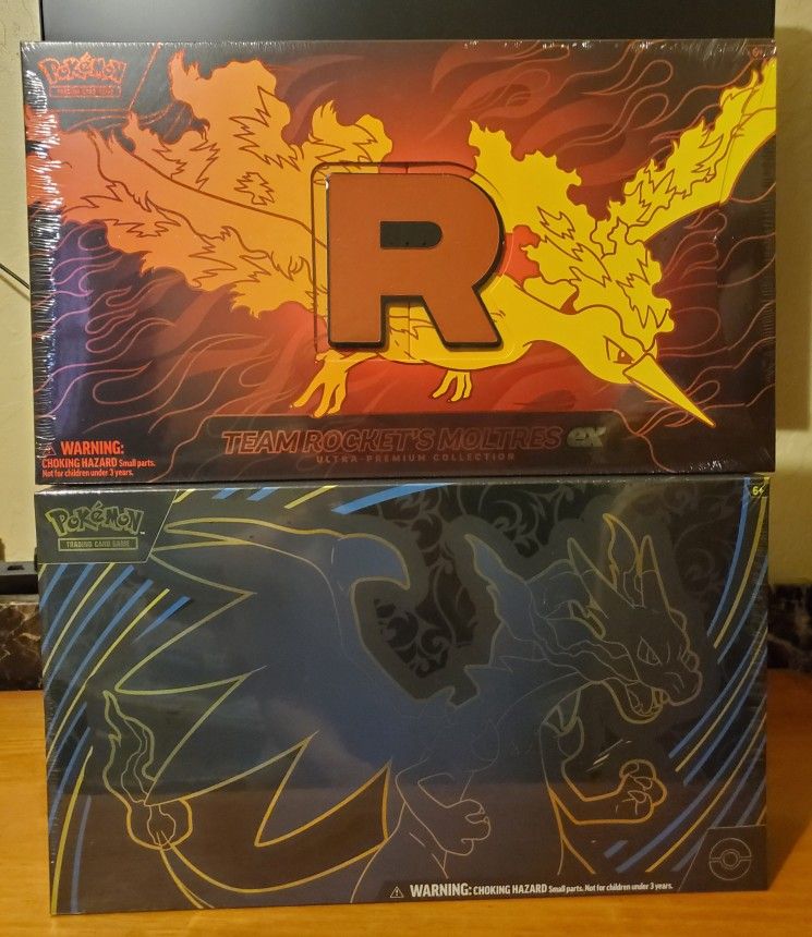 Sealed Mega Charizard X Ex And Team Rocket's Moltres Ex Ultra Premium ...