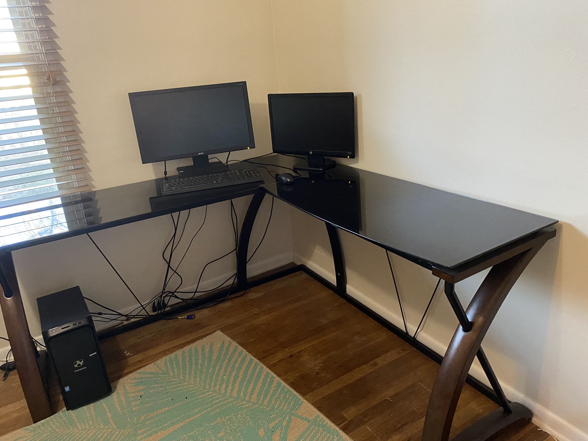 Whalen Newport Wood Smoked Glass Wood Metal L Shaped Desk for Sale in Fullerton CA OfferUp