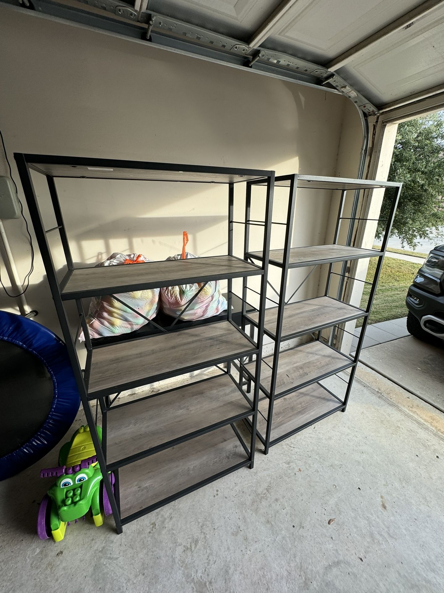 2 - 4 Tier Walker Edison Light Grey Book Selves - Metal and Wood for ...
