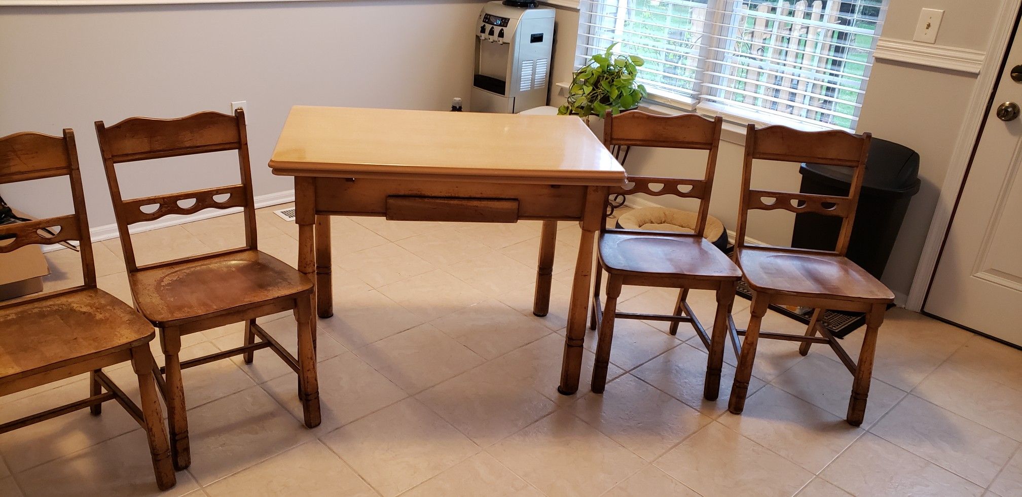 Vintage Tepco Original Porcelain Enamel Top Kitchen Dining Table with 4 ...