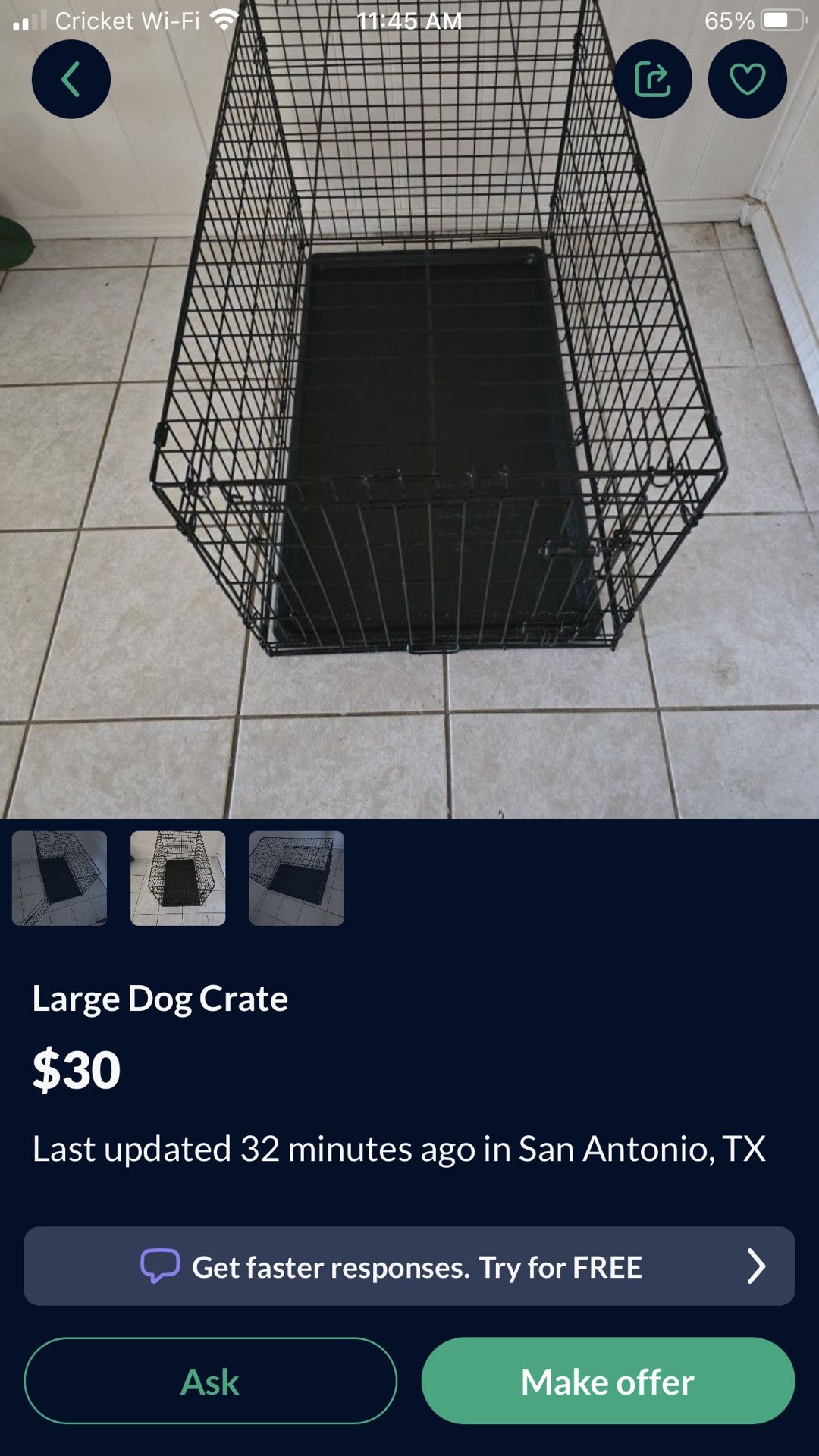 Nice Med Size Dog Crate - Now - $35 for Sale in San Antonio, TX - OfferUp