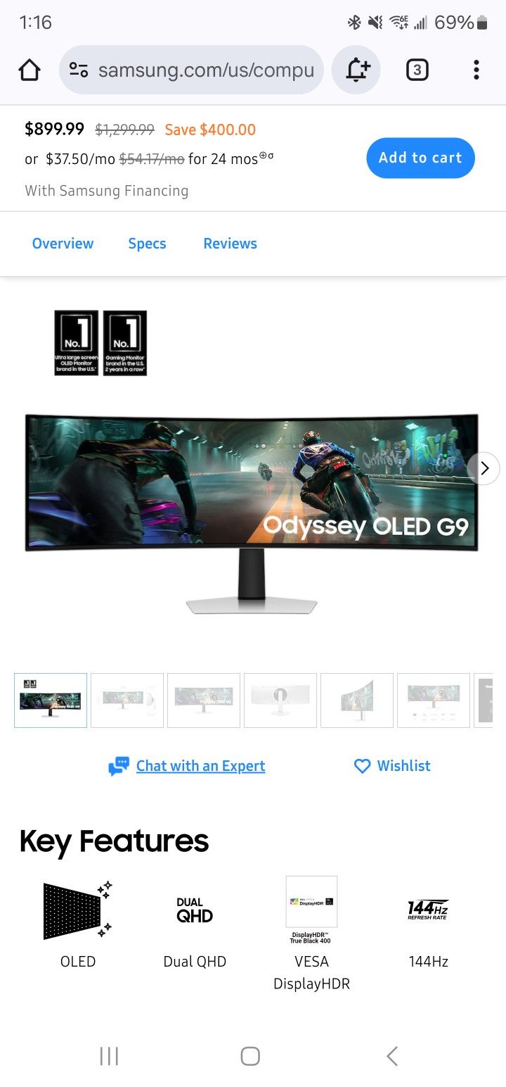 Brand new and sealed Samsung 49" Odyssey OLED G9 (G91SD) Dual QHD 144Hz ...