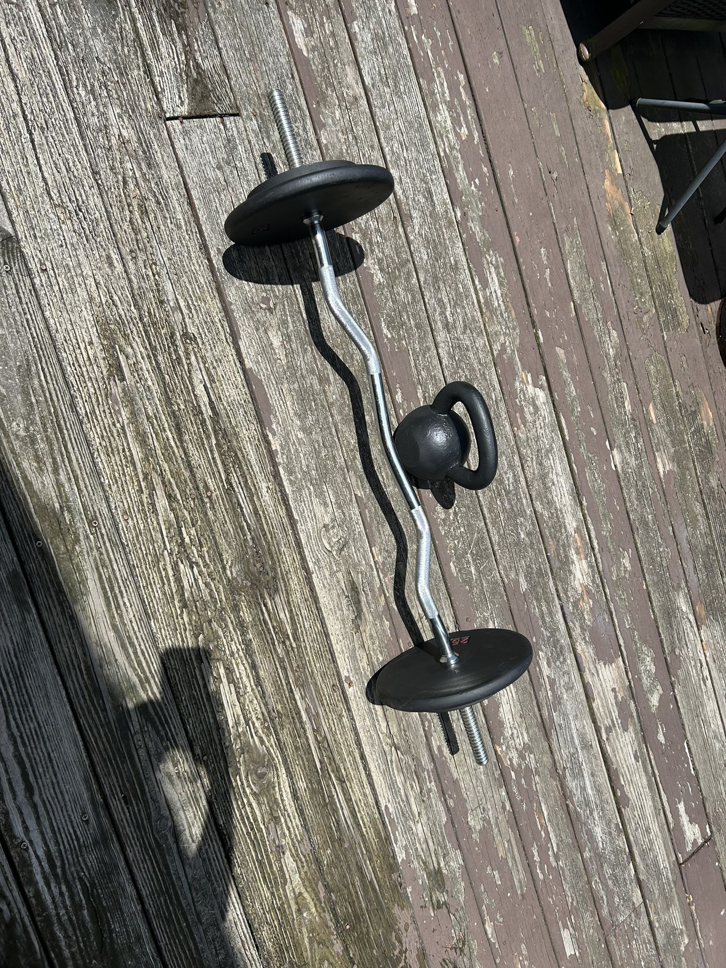 Curl Bar 15 Lbs With Standard Weight Plates 65Lbs & Kettle Bell 30Lbs ...