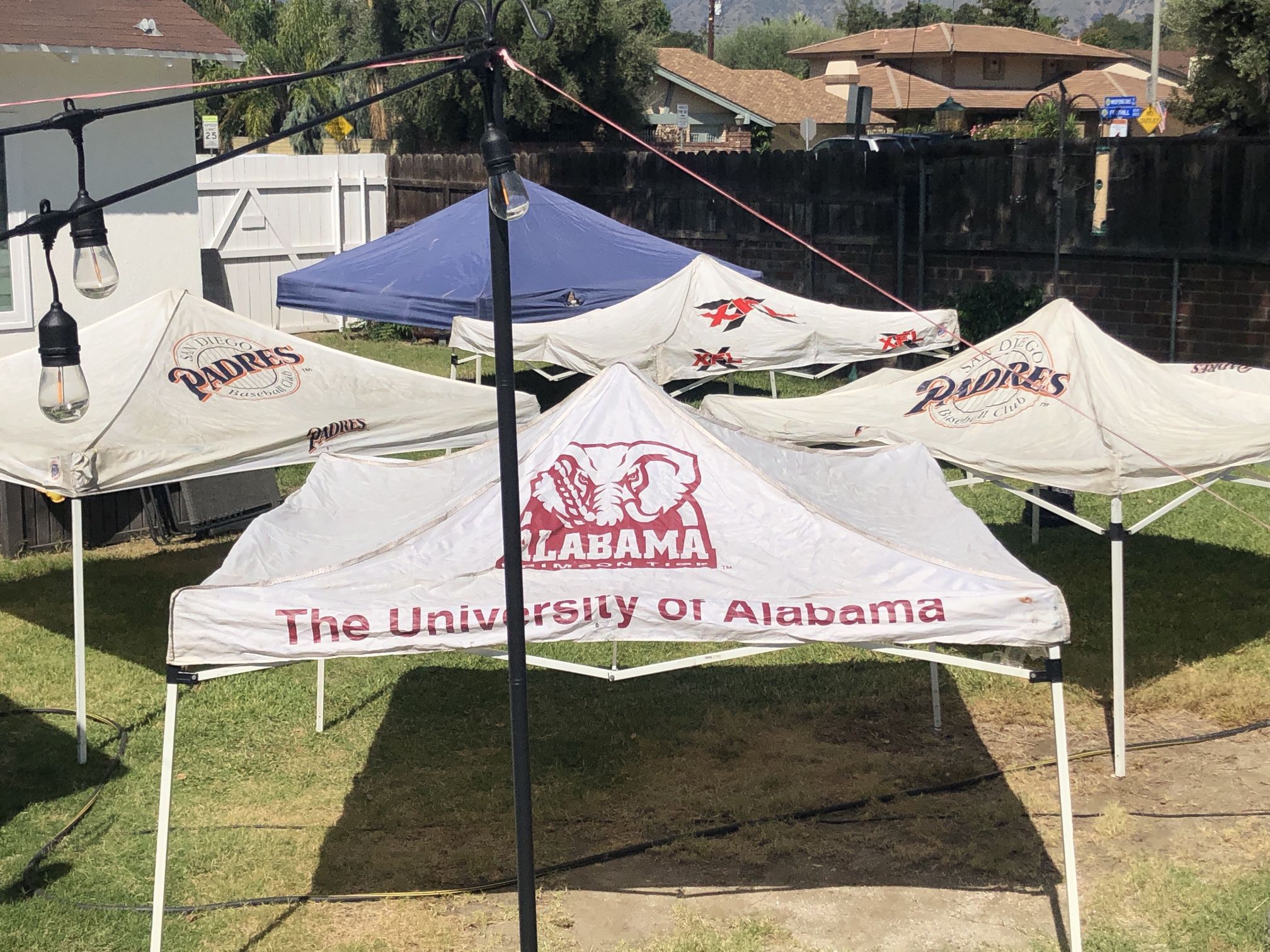 Five Pop Up Shades, 4) 100” X 100” EZ Ups & 1) Quick Shade 123” X 123 ...
