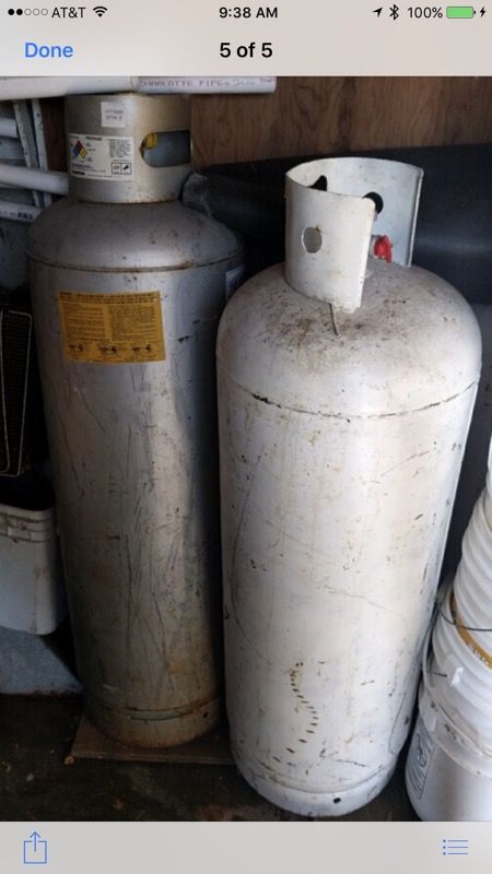 Propane tanks, full of propane. 100lb, 80lb, 60lb. Older Connection ...