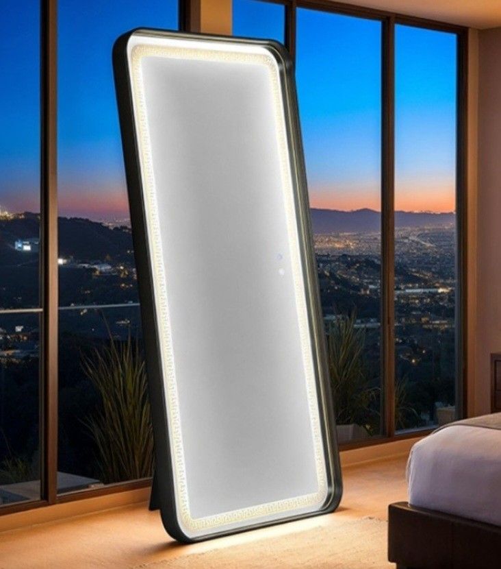 Brand New Black Full Length Mirror w LED Lights & Bluetooth Speaker for ...