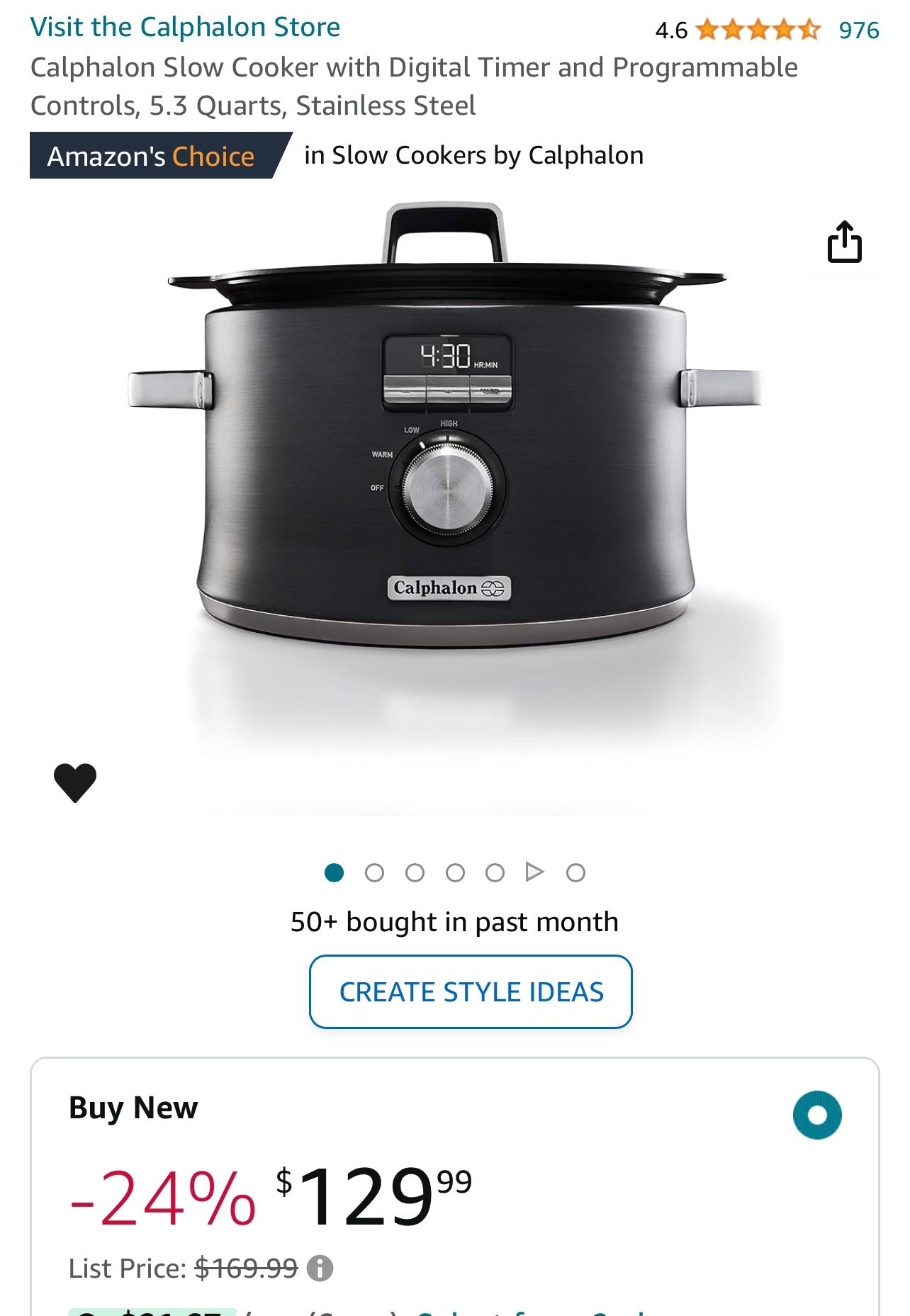 Calphalon Slow Cooker with Digital Timer and Programmable Controls, 5.3 ...