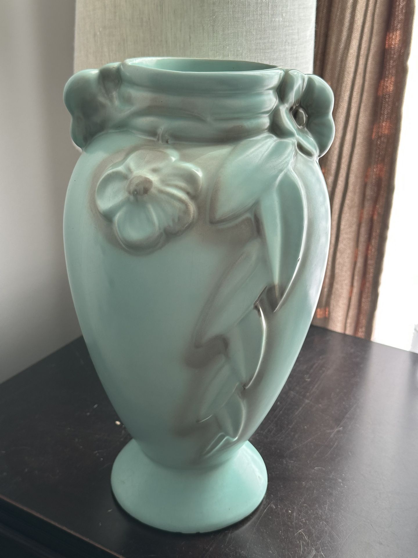 Rum Rill Art Pottery 12" Green/Blue Floral Vintage Jar Vase 1(contact ...