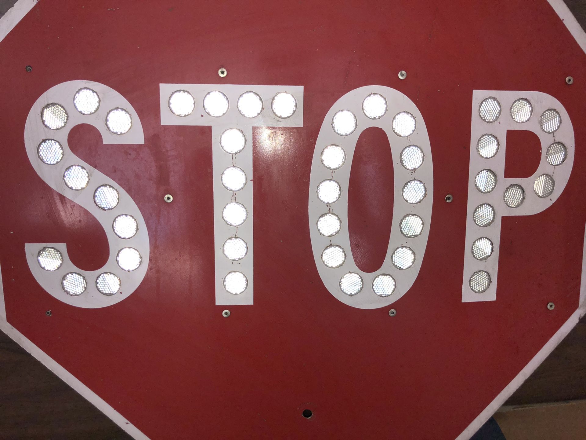 Vintage STOP SIGN with inlaid REFLECTORS Size is 25 inches diameter for ...