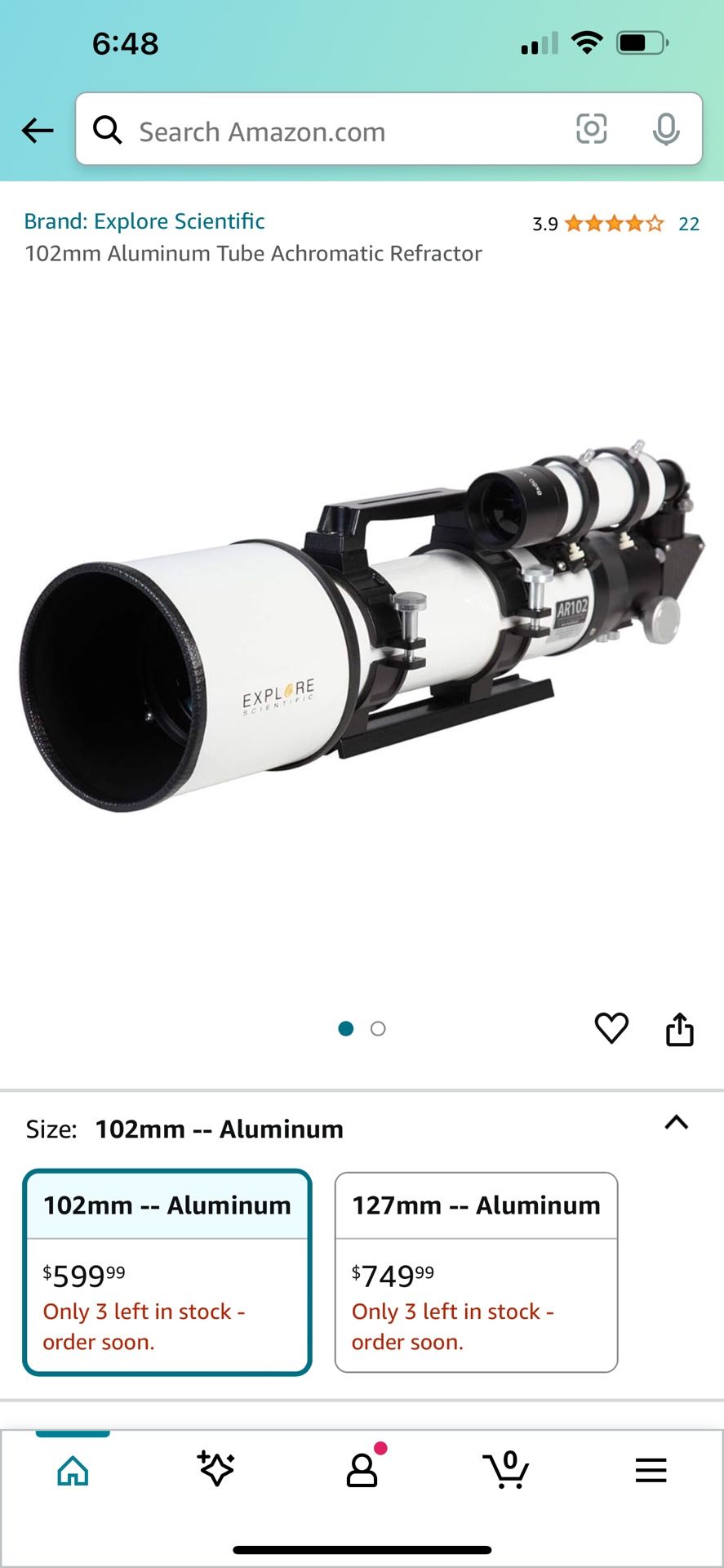AR 102mm Aluminum Tube Achromatic Refractor Telescope WITH stand. for ...