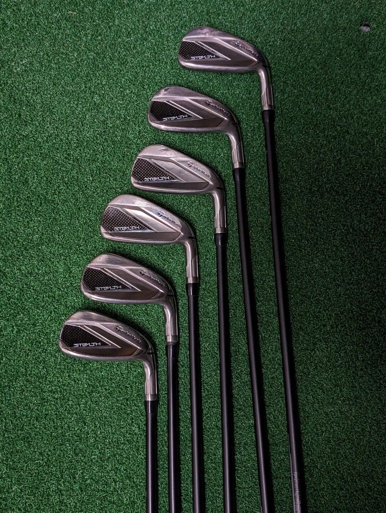Taylormade Stealth Irons 5-PW upgraded MMT Graphite shafts stiff for ...