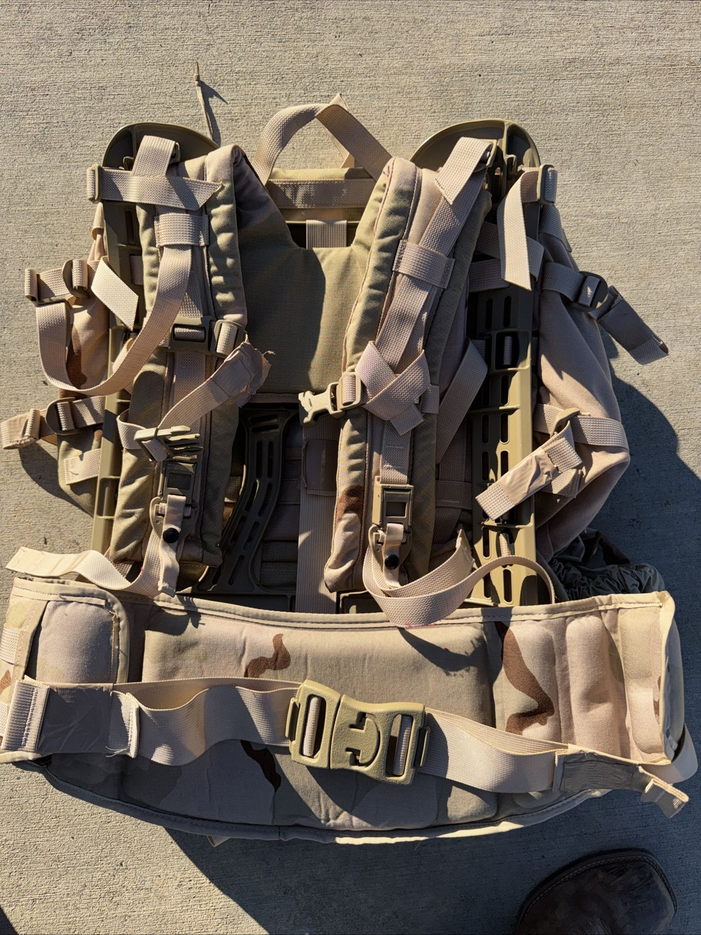 2 USGI MOLLE II Large Field Pack Complete Set W/ Frame Army USMC Desert ...