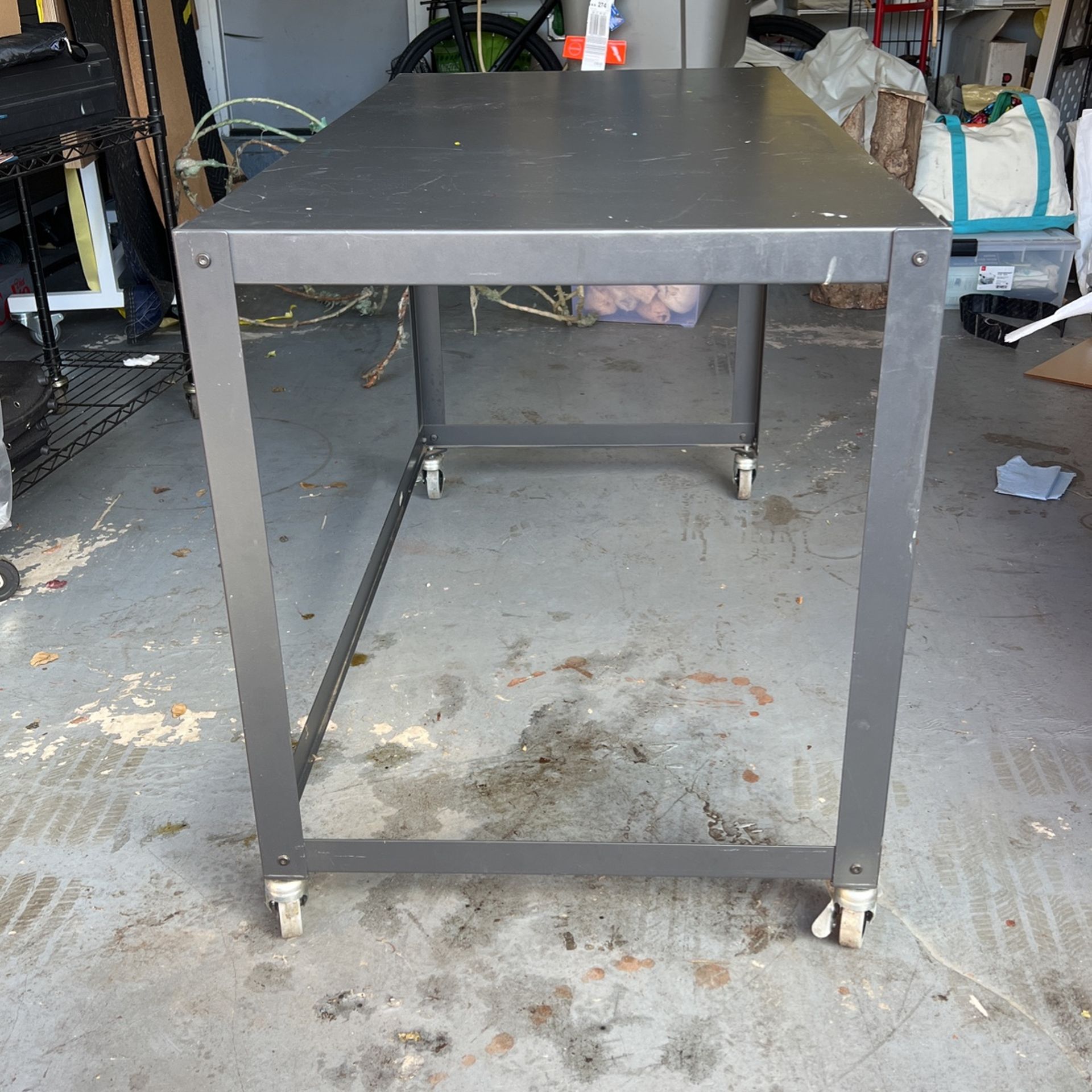 Used Grey gun metal desk on wheels - CB2 for Sale in Los Angeles, CA ...