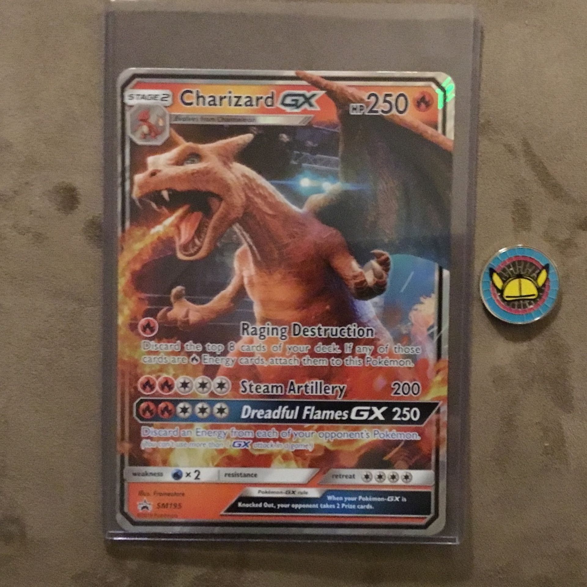 Jumbo Charizard GX PROMO Card with Detective Pikachu Coin for Sale in ...
