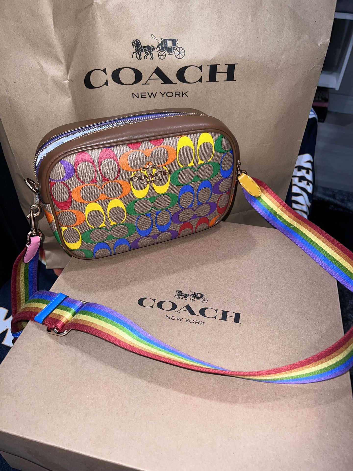 NWT Coach Pride Month Bag In Rainbow Signature Canvas & Leather Khaki ...