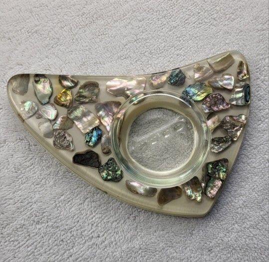 Vintage Acrylic Ashtray Bomarang Shape Lucite Resin Mother Pearl ...