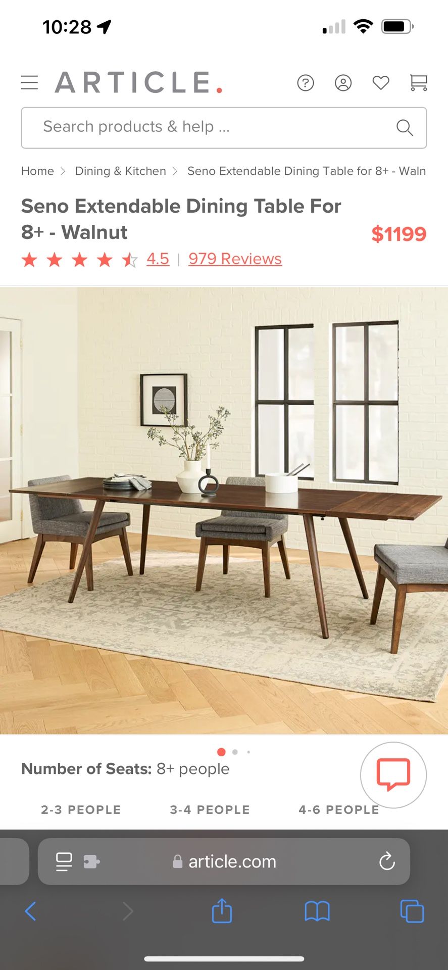 Article Seno Extendable Dining Table For 8 Walnut Furniture